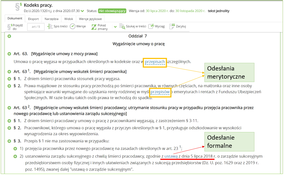 Hipertekst merytoryczny – linki do odrębnych ustaw i odesłania do ...