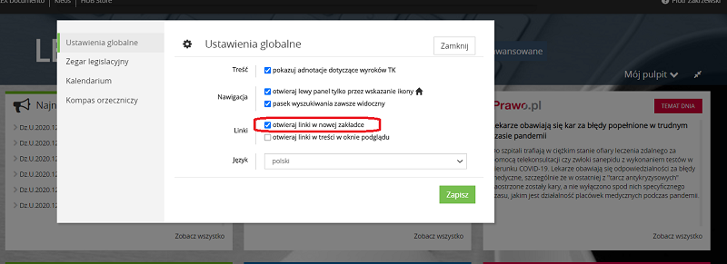 Ustawienia globalne LEX - jak skonfigurować program lex? Np. Zmienić domyślne otwieranie się ...